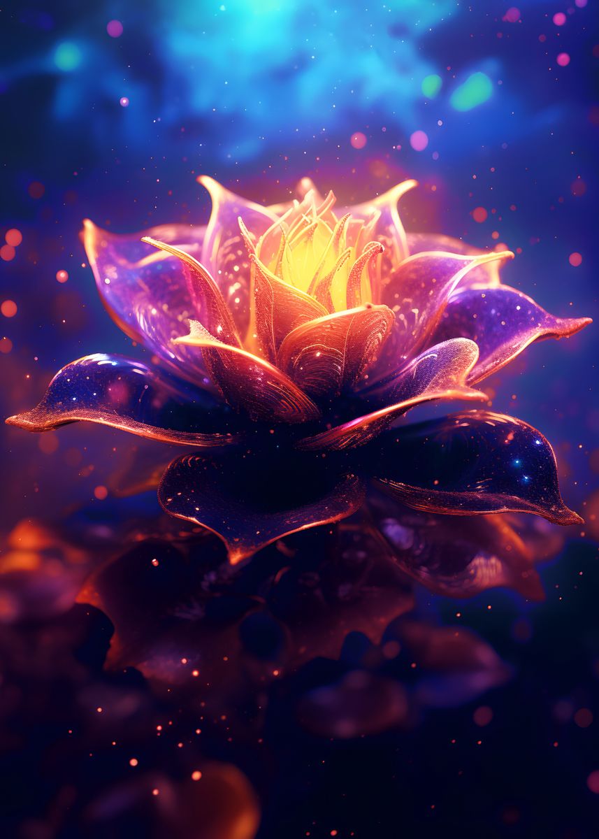 'Galaxy Cosmic Lotus Flower' Poster, picture, metal print, paint by ...