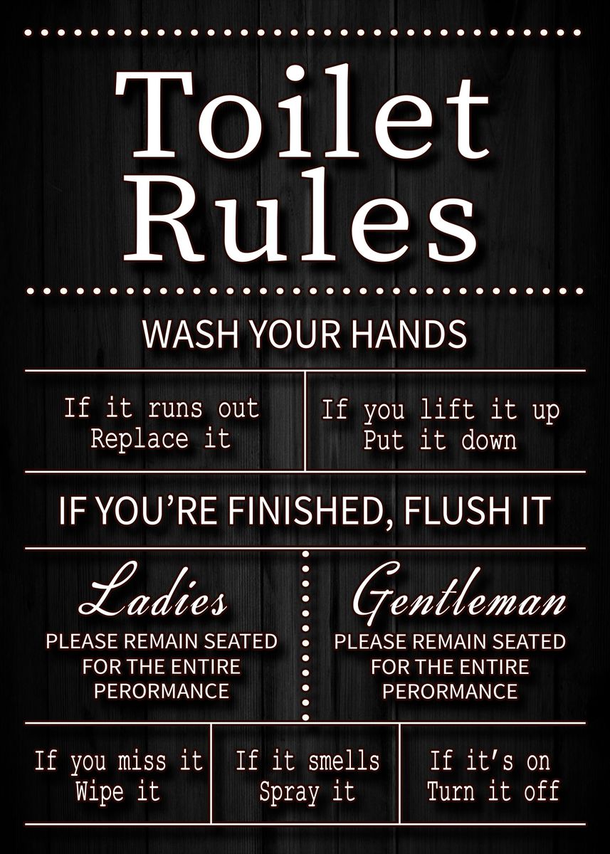 'Toilet Rules Funny ' Poster, picture, metal print, paint by Metal ...