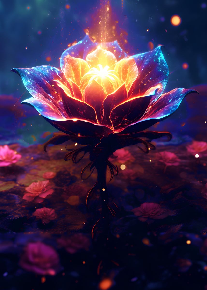 'Cosmic Galaxy Rose Flower' Poster, picture, metal print, paint by Mose ...