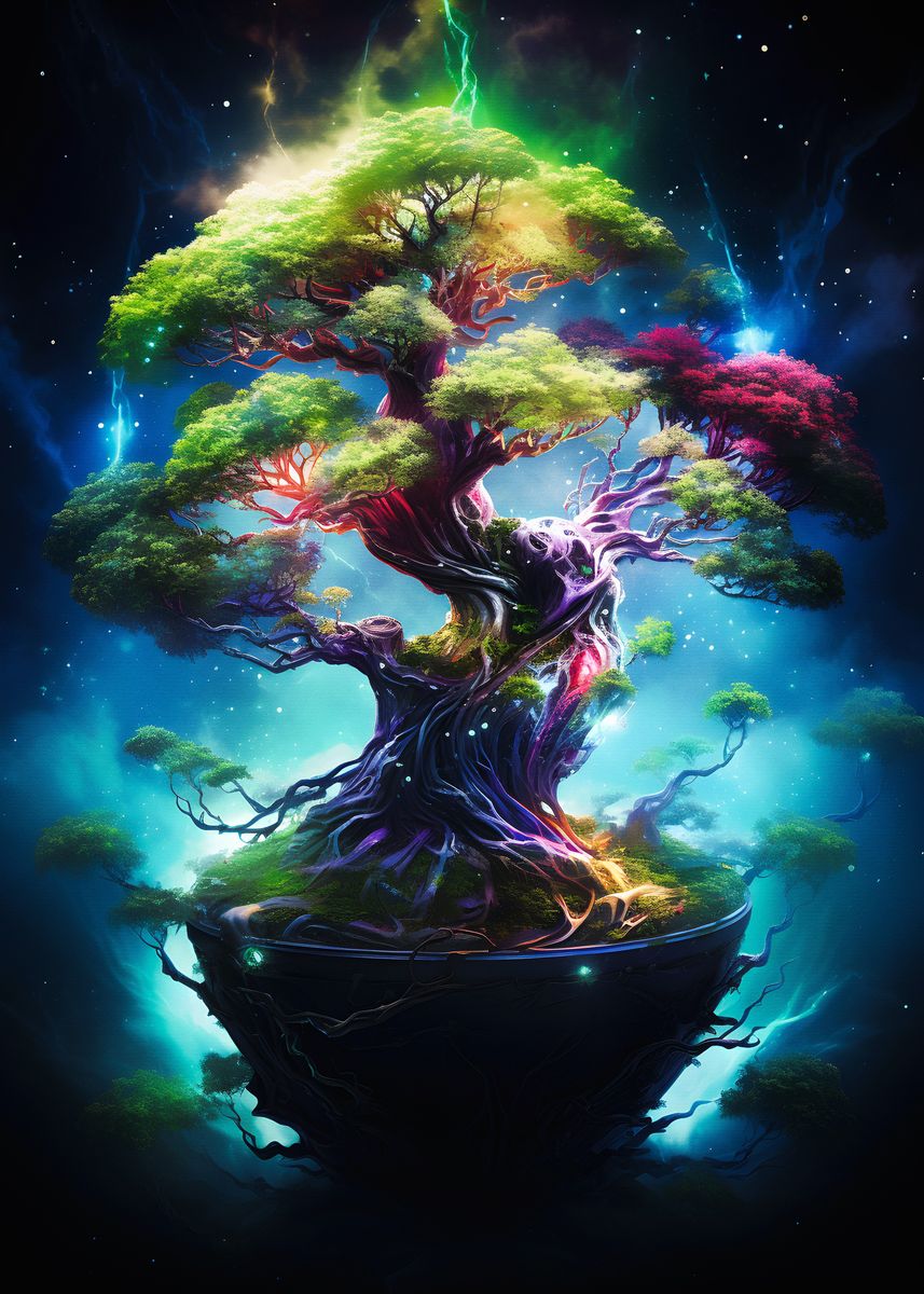 'Fantasy Tree Cosmic' Poster, picture, metal print, paint by Dream ...