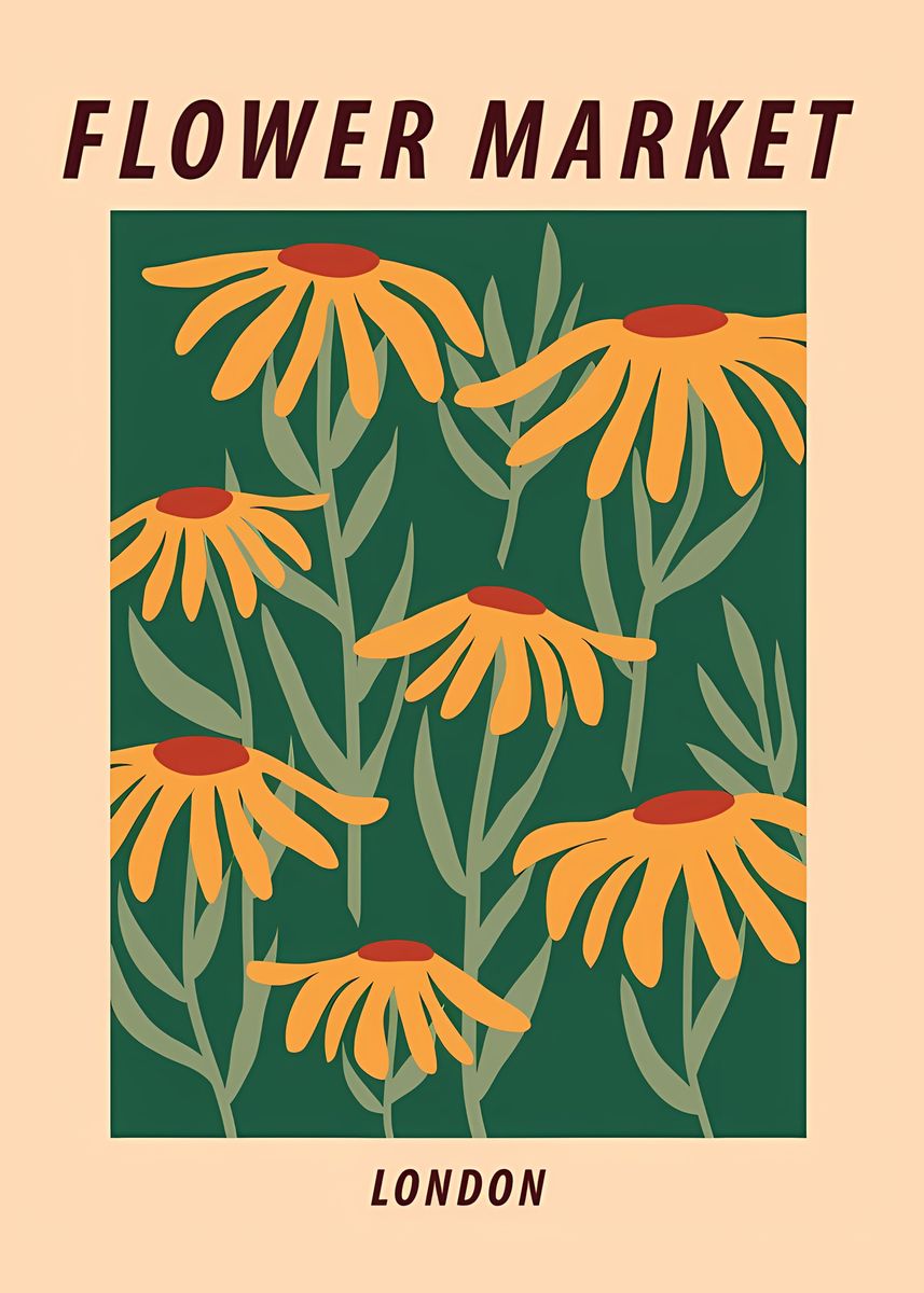 'Flower market London' Poster, picture, metal print, paint by Executive ...