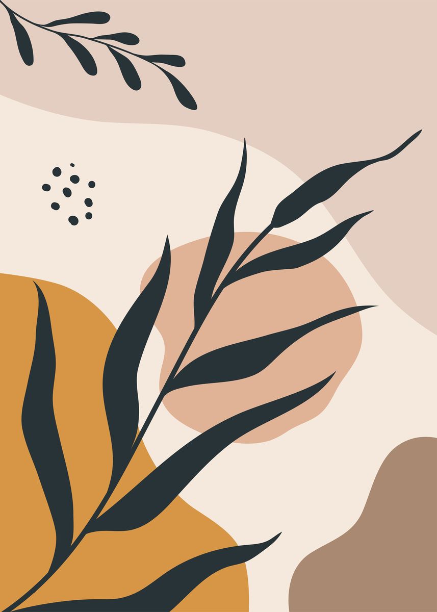 'Abstract Boho Leaf ' Poster, picture, metal print, paint by ceylonex | Displate