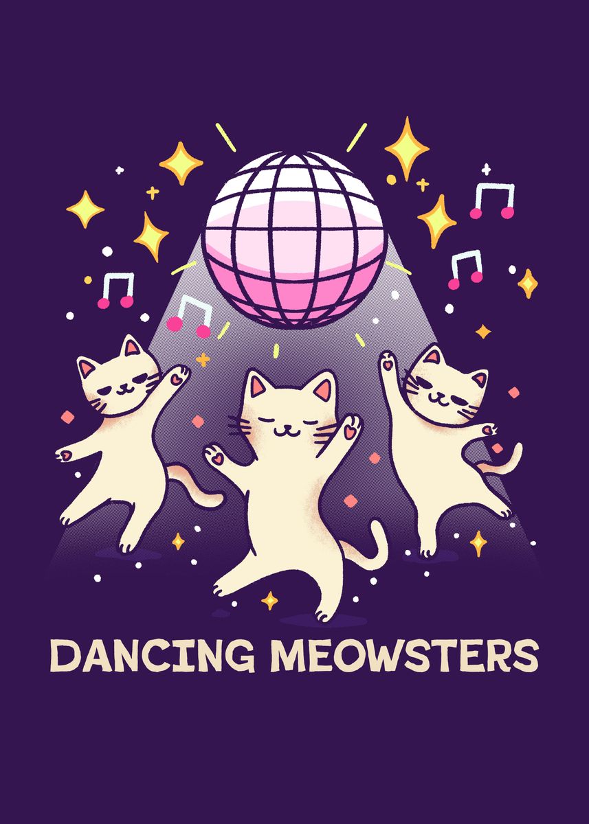 'Dancing Cats' Poster, picture, metal print, paint by Fanfreak | Displate