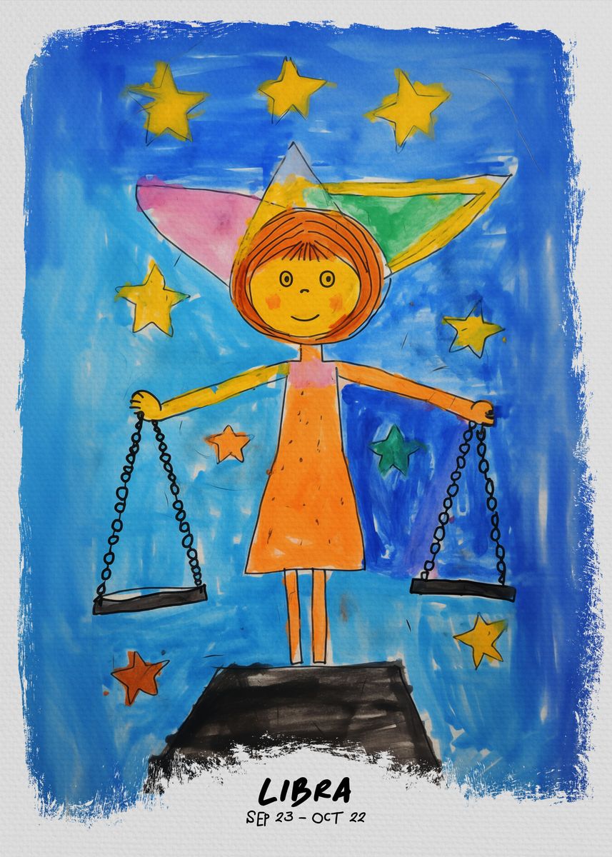 'Libra Child Drawing' Poster, picture, metal print, paint by Hatless ...