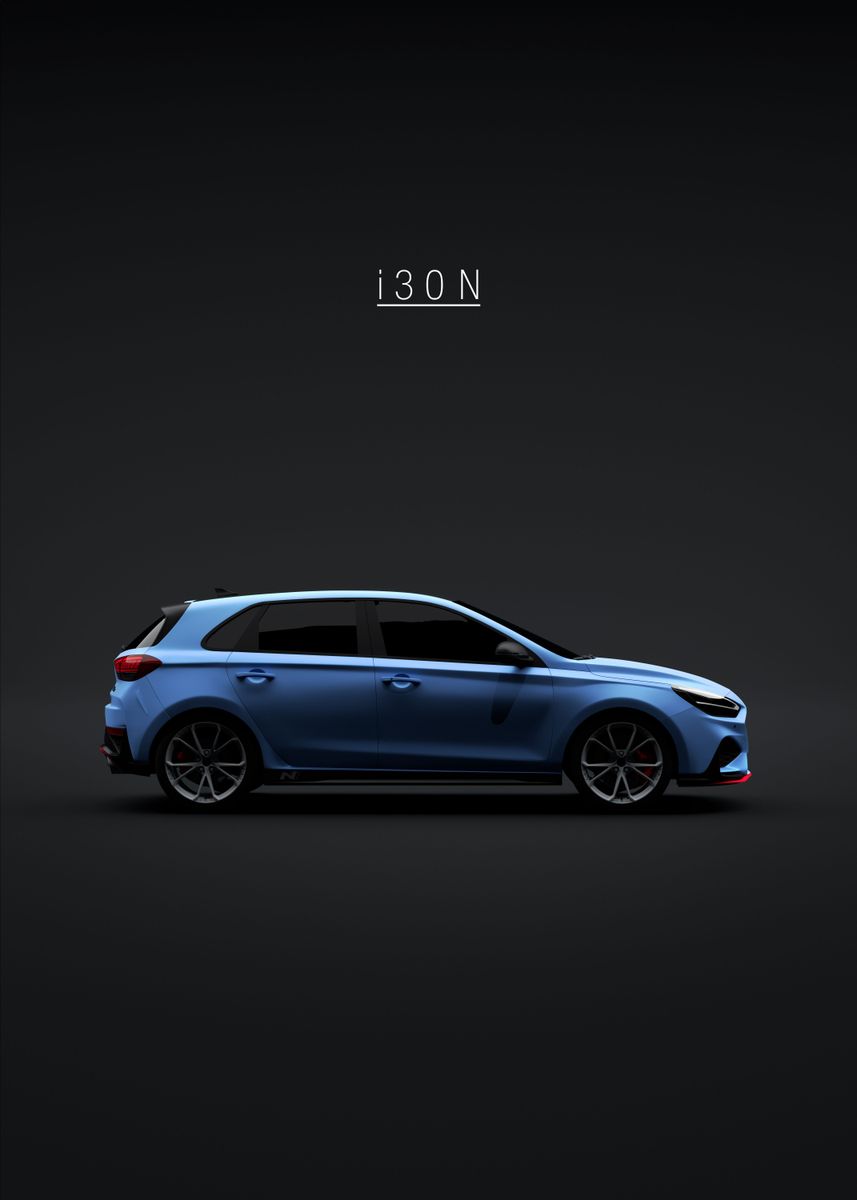 'Hyundai i30 N 2021 Blue' Poster, picture, metal print, paint by 21 MXM ...