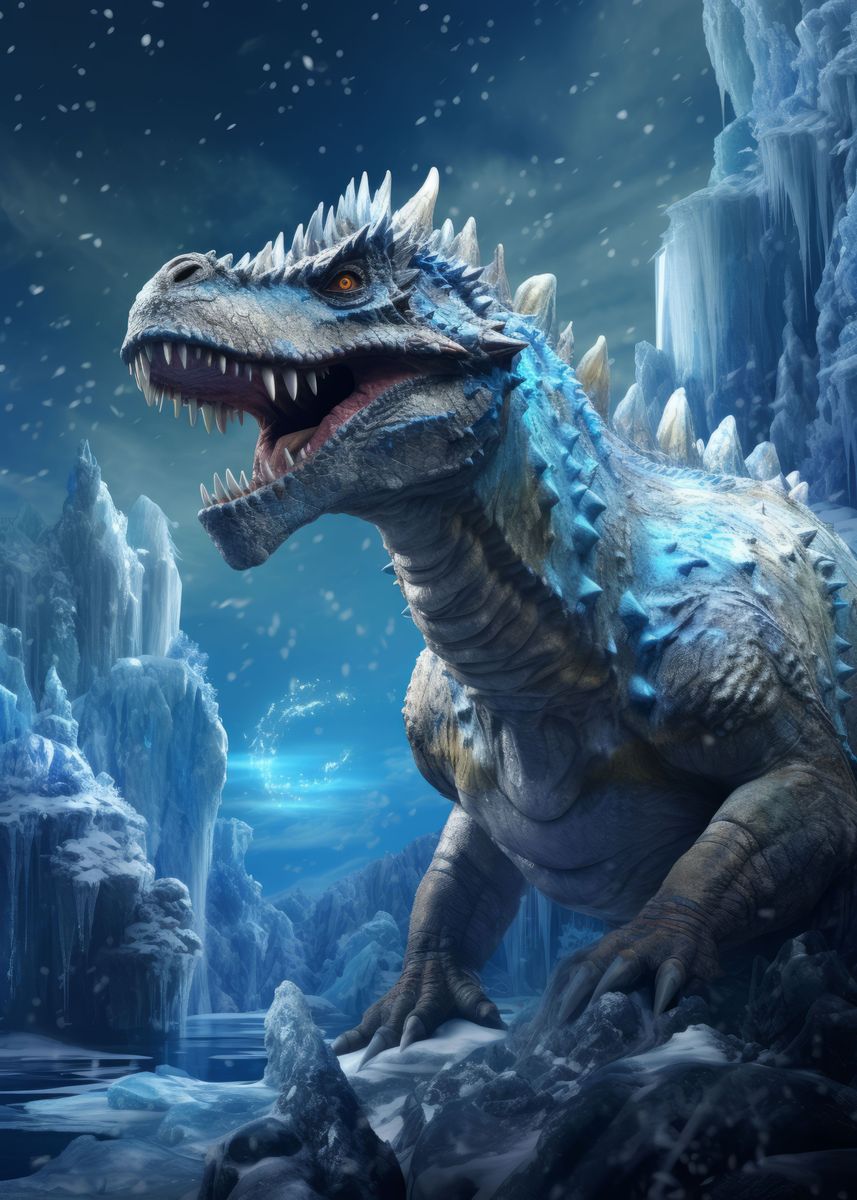 'Dinosaur in ice World' Poster, picture, metal print, paint by Frank ...