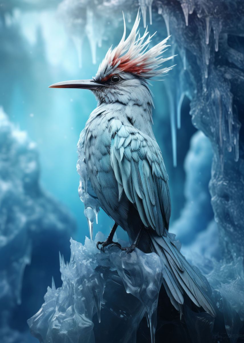'Frozen Bird in Ice World' Poster, picture, metal print, paint by Frank ...
