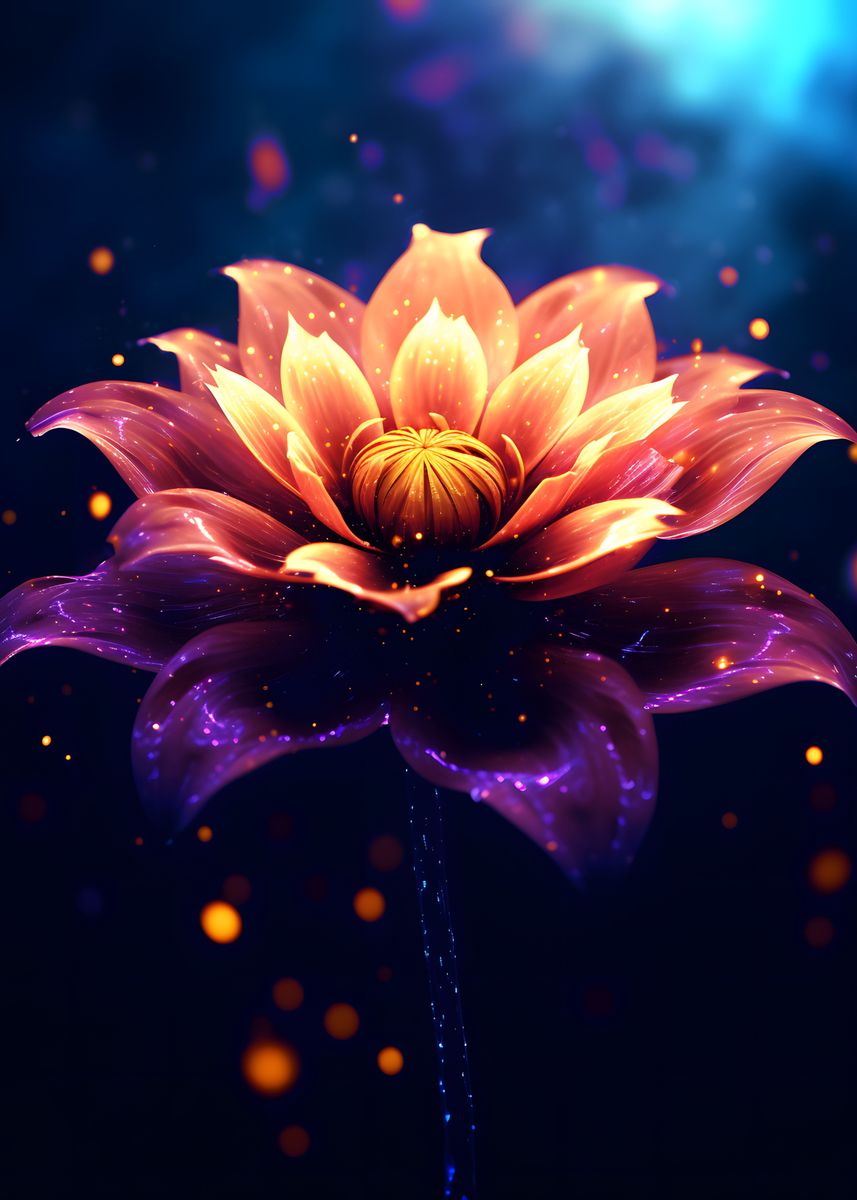 'Cosmic Lotus Flower Galaxy' Poster, picture, metal print, paint by ...