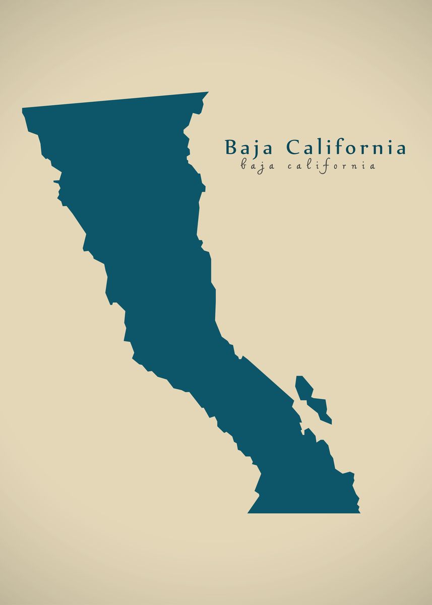 'Baja California Mexico map' Poster, picture, metal print, paint by ...