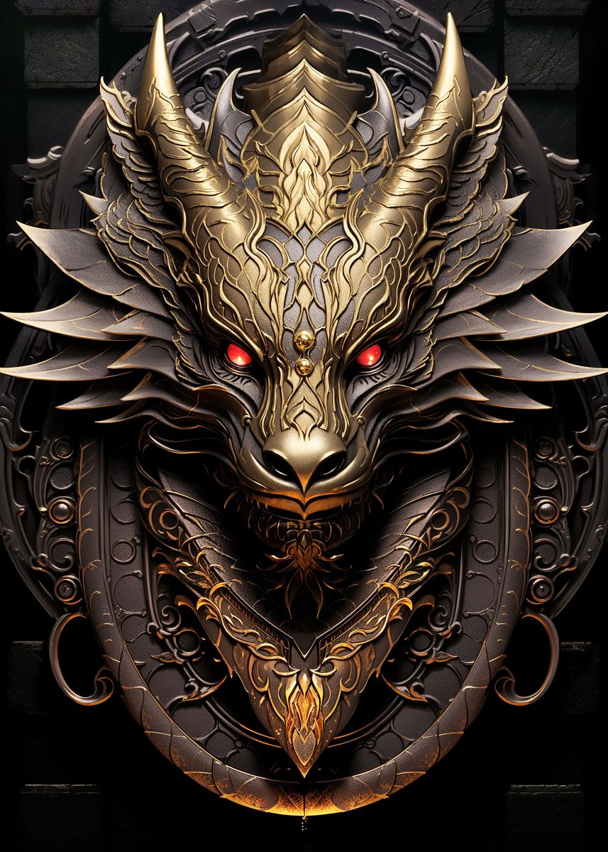 'Golden Dragon Monarchy' Poster, picture, metal print, paint by Luong ...