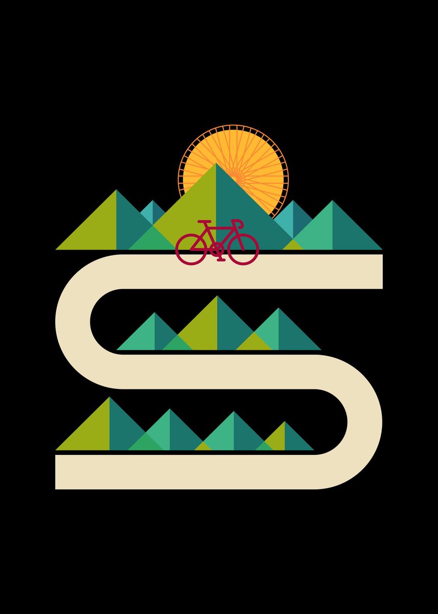 'Bike Geometric Landscape ' Poster, picture, metal print, paint by ...