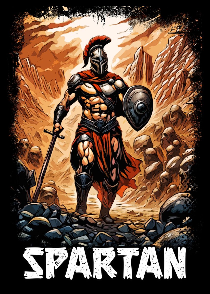 'Ancient Spartan Warrior' Poster, picture, metal print, paint by OliArt ...