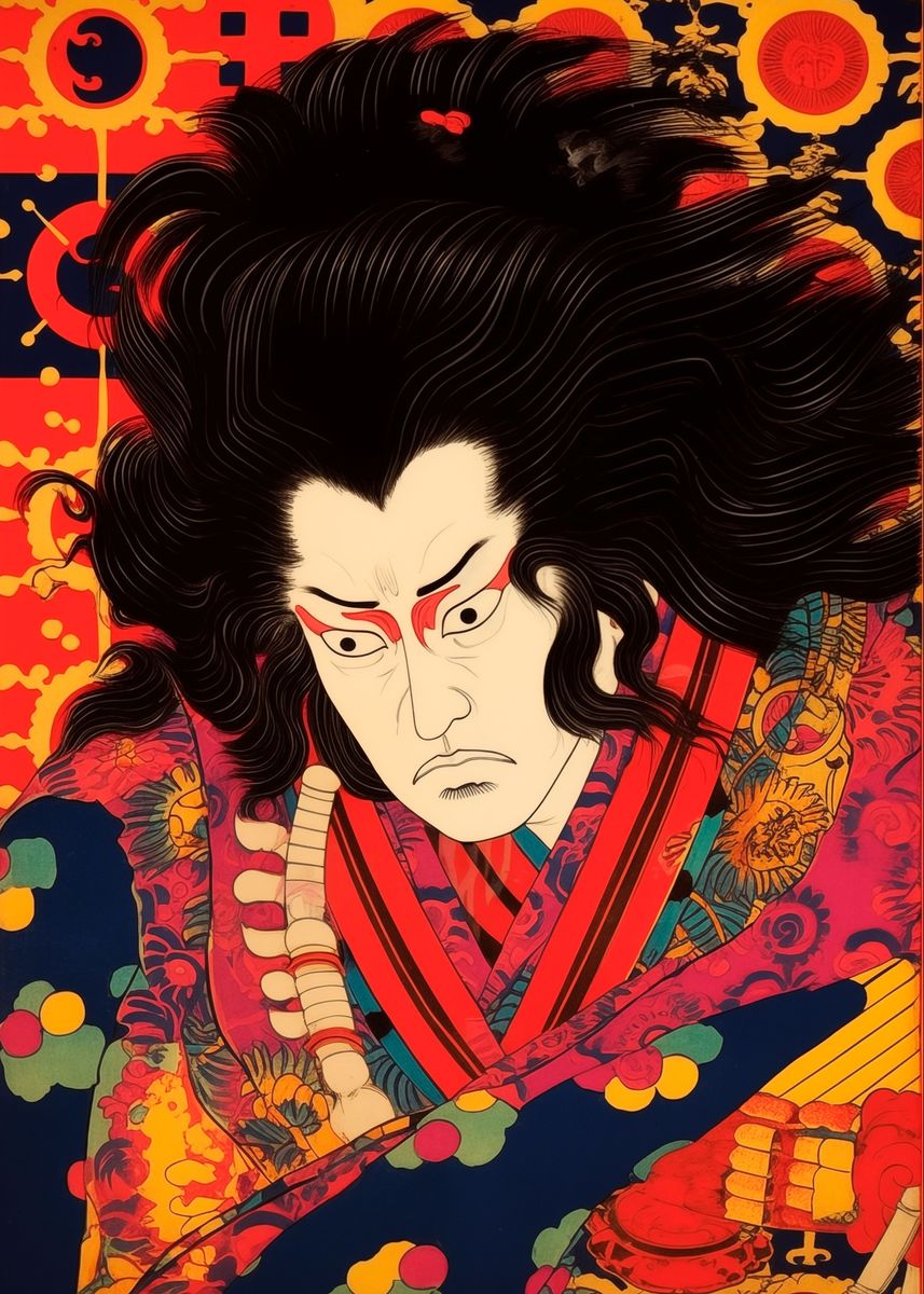 'Japanese Kabuki Actor 02' Poster, picture, metal print, paint by TK ...