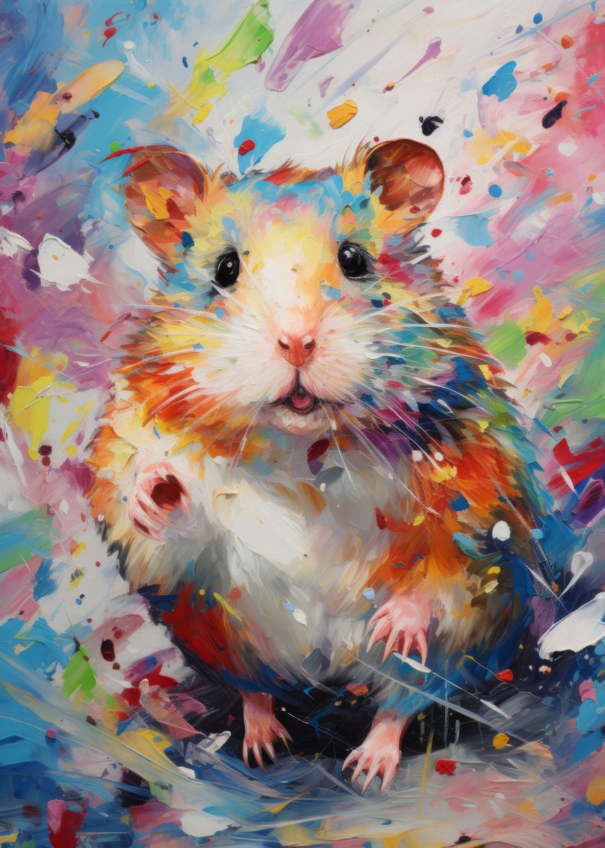 'Hamster Walking in Paint' Poster, picture, metal print, paint by Frank ...