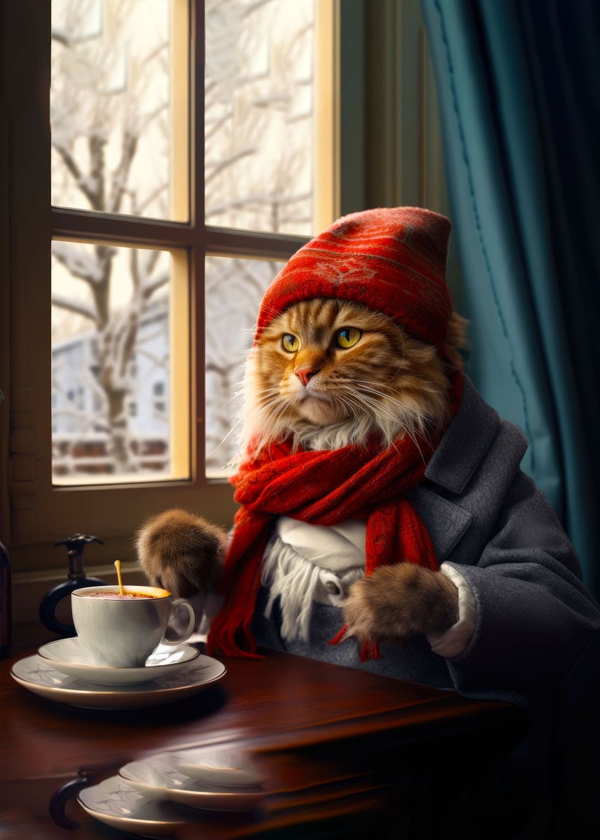 'Christmas Santa Cat' Poster, picture, metal print, paint by Super ...