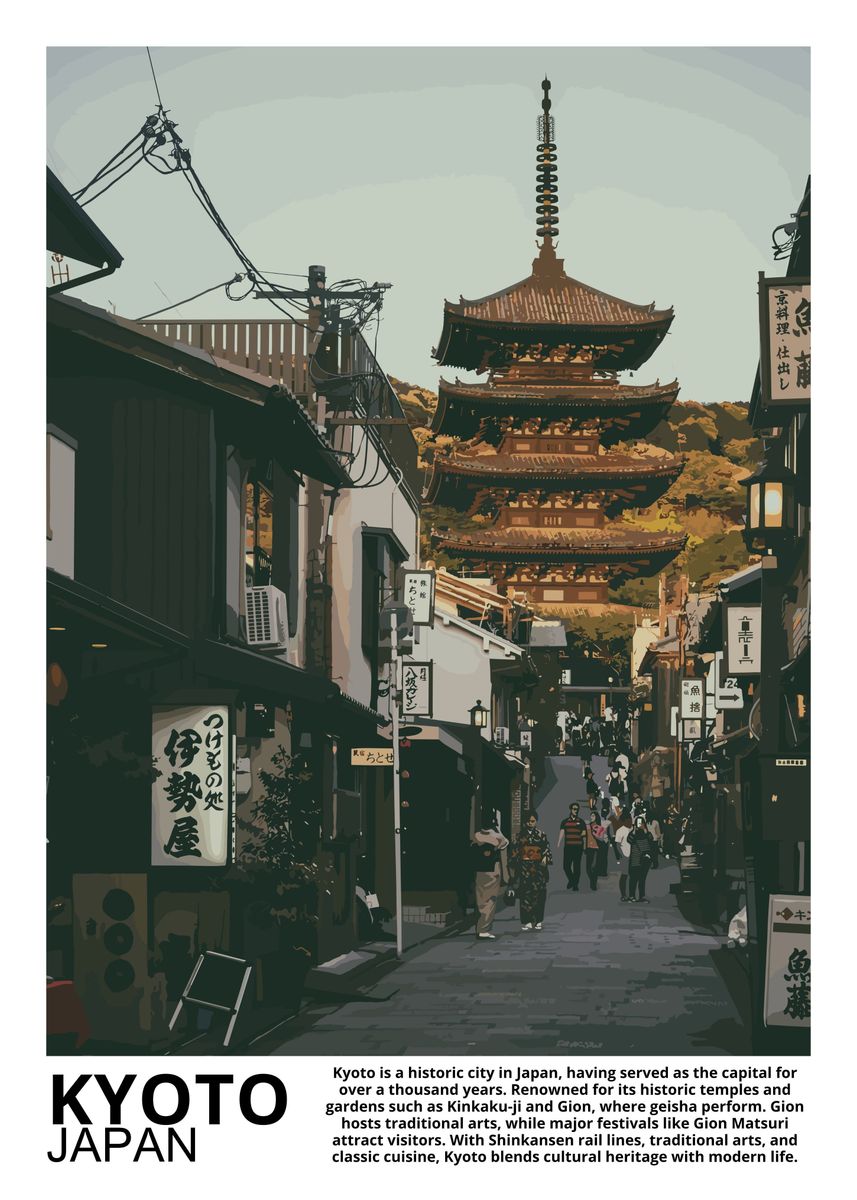 'Kyoto Japan' Poster, picture, metal print, paint by Vicky Hanggara ...