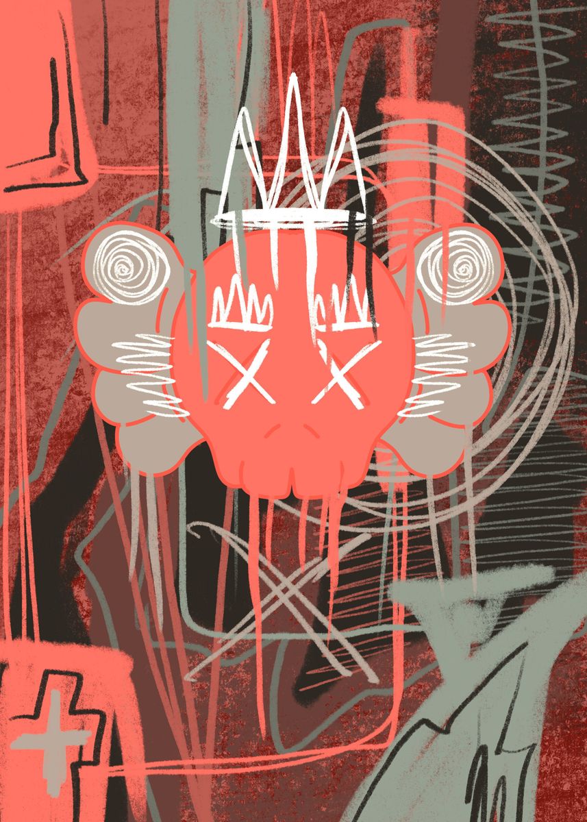 'Kaws Dolls unique abstract' Poster, picture, metal print, paint by ...