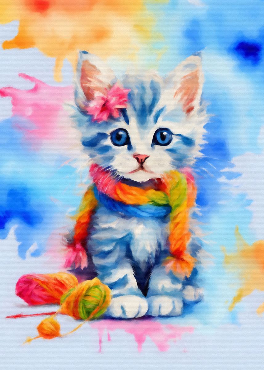 'Sweet colorful Kitten 6' Poster, picture, metal print, paint by ...