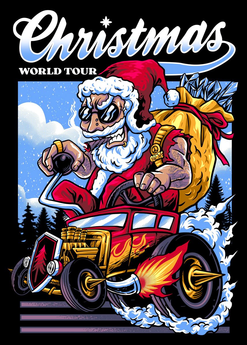 'santa rider ' Poster, picture, metal print, paint by spoilerinc ...