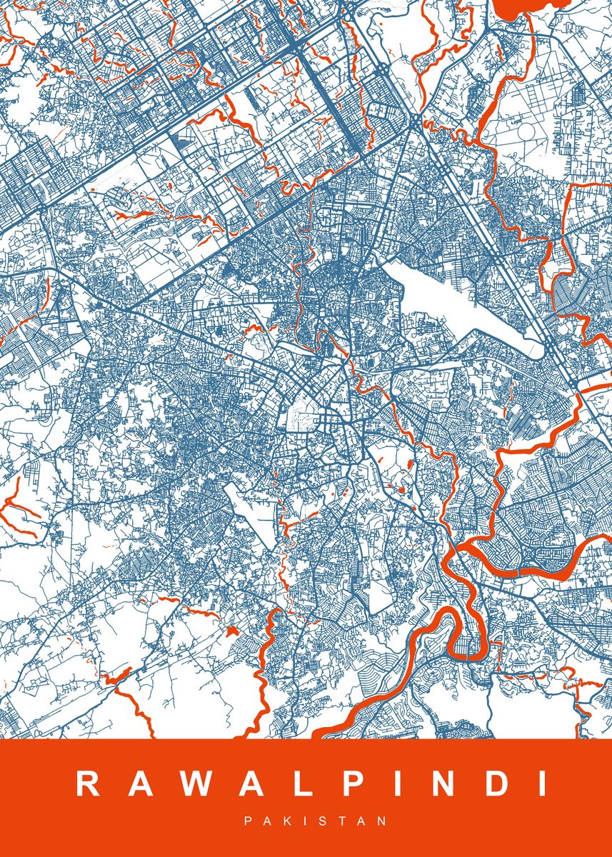 'MAP RAWALPINDI PAKISTAN' Poster, picture, metal print, paint by ...