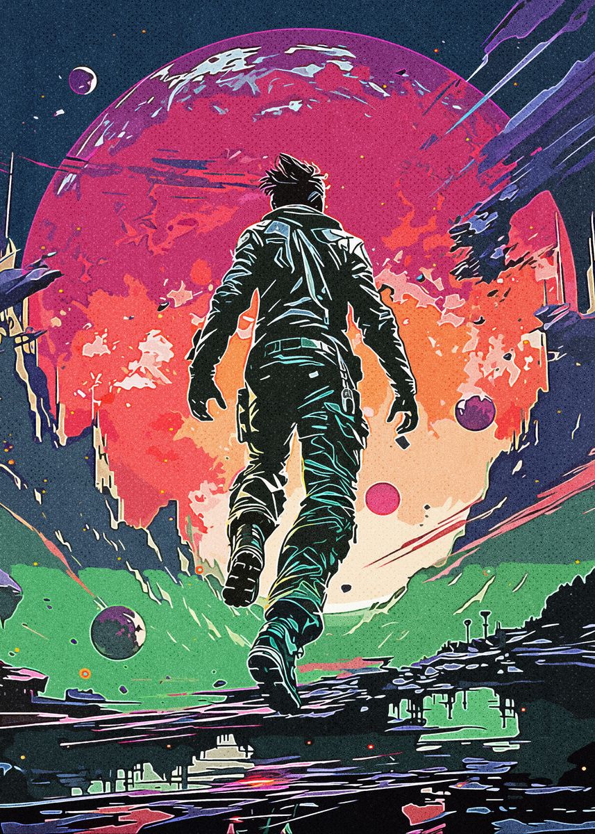 'Flying To The Moon' Poster, picture, metal print, paint by Ammar Zain ...