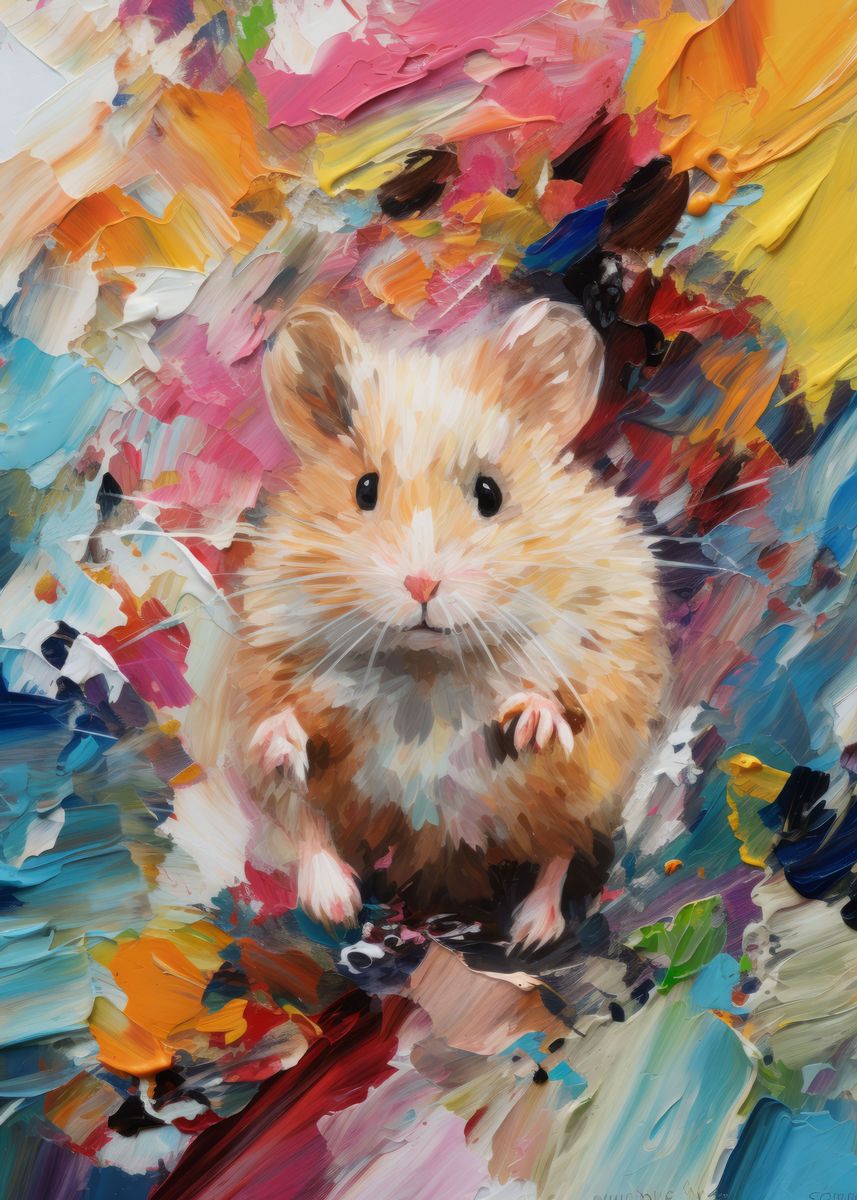 'Hamster in Paint Bird View' Poster, picture, metal print, paint by ...