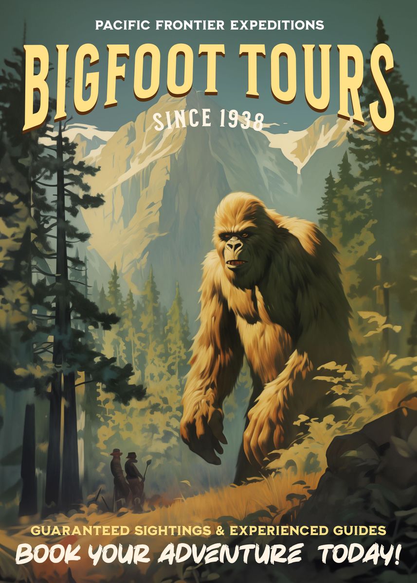 'Bigfoot Expedition Poster' Poster, picture, metal print, paint by ...