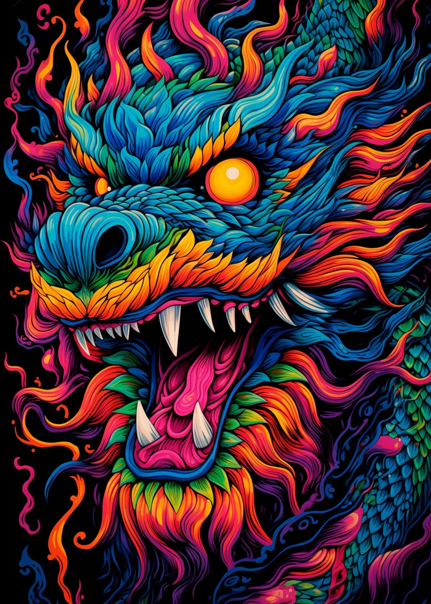 'Asian Flying Dragon 02' Poster, picture, metal print, paint by TK ...