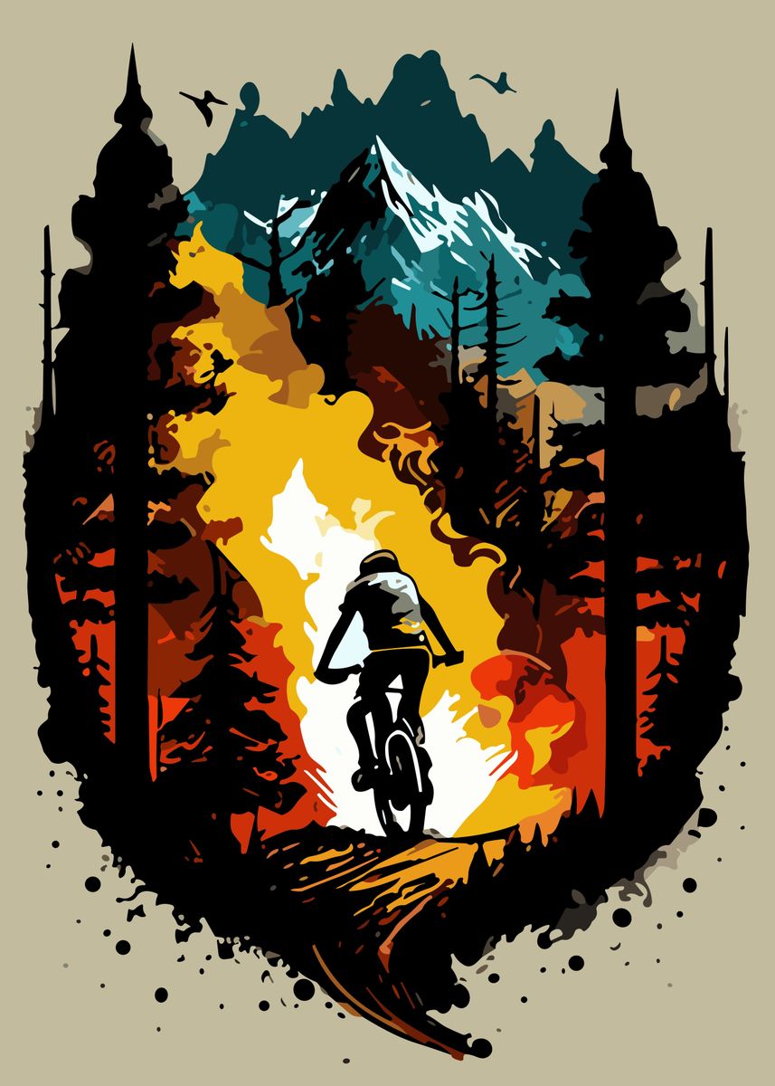 'downhill' Poster, picture, metal print, paint by Black And White Art ...