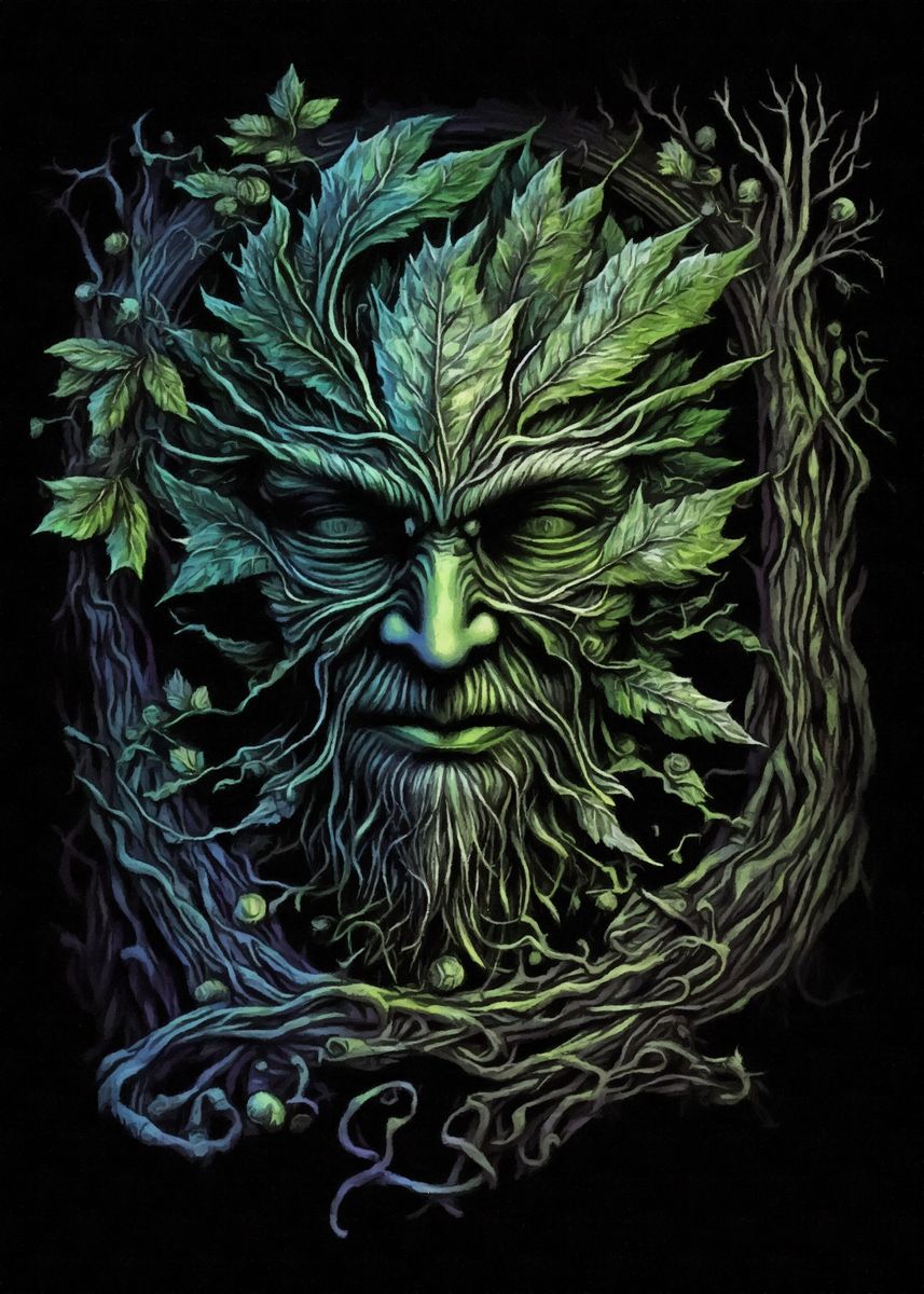 'Greenman II' Poster, picture, metal print, paint by Little Black Bird ...
