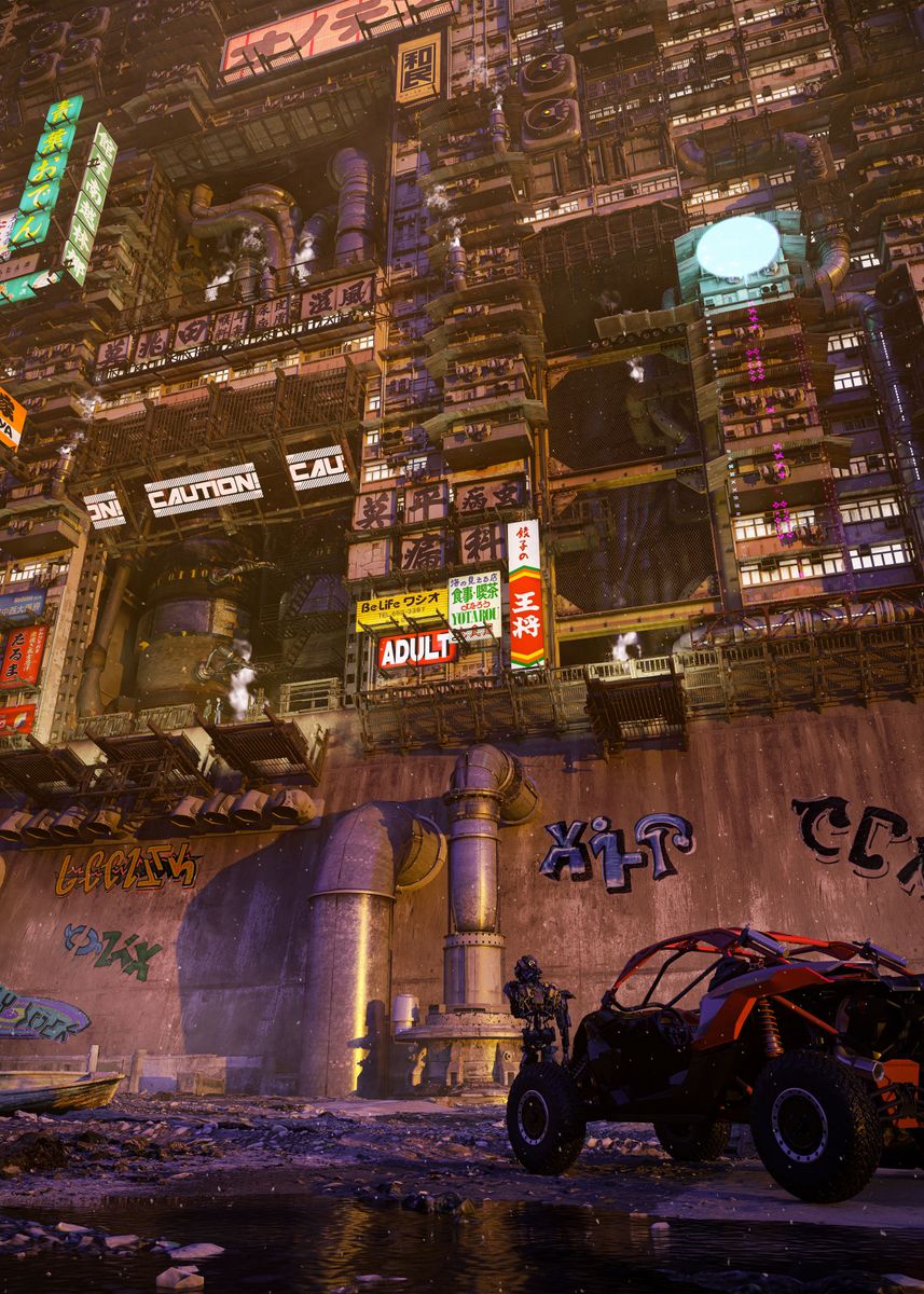 'Future Slum' Poster, picture, metal print, paint by Youkai Graphics ...