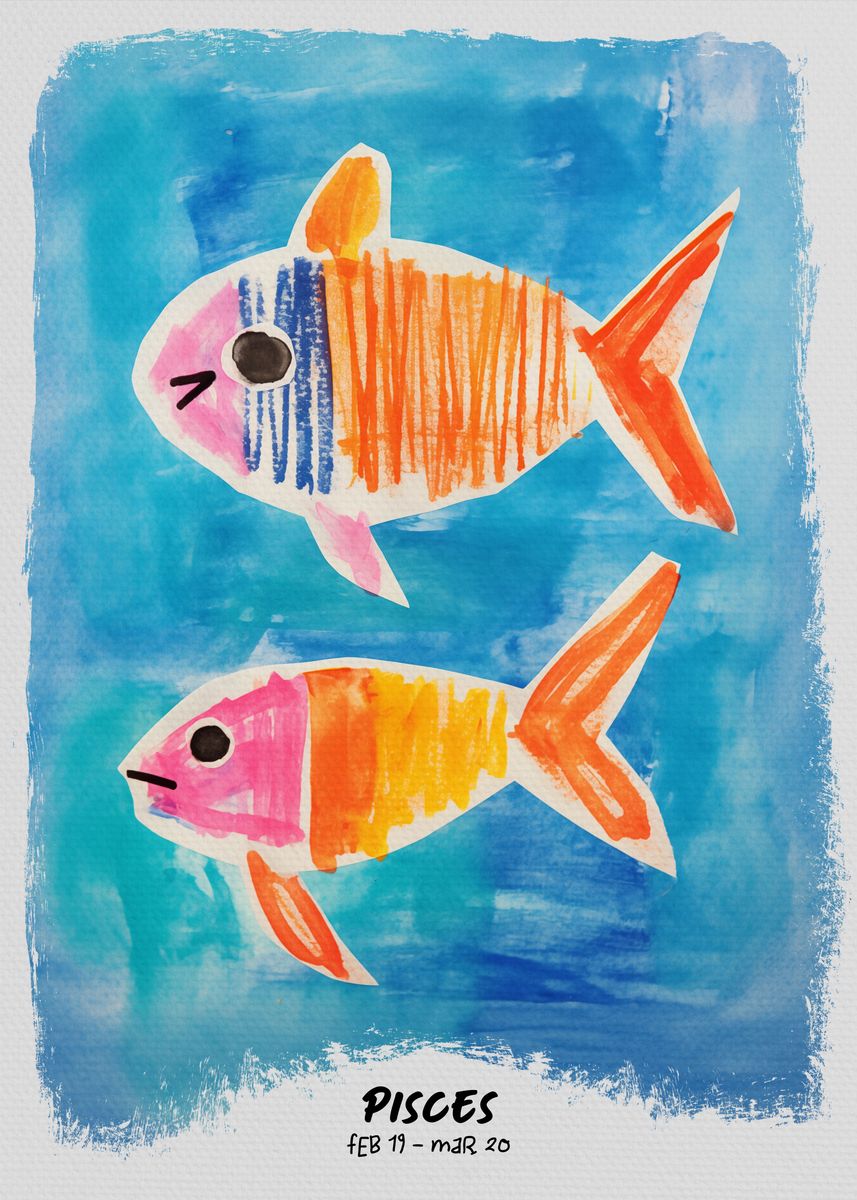 'Pisces Child Drawing' Poster, picture, metal print, paint by Hatless ...