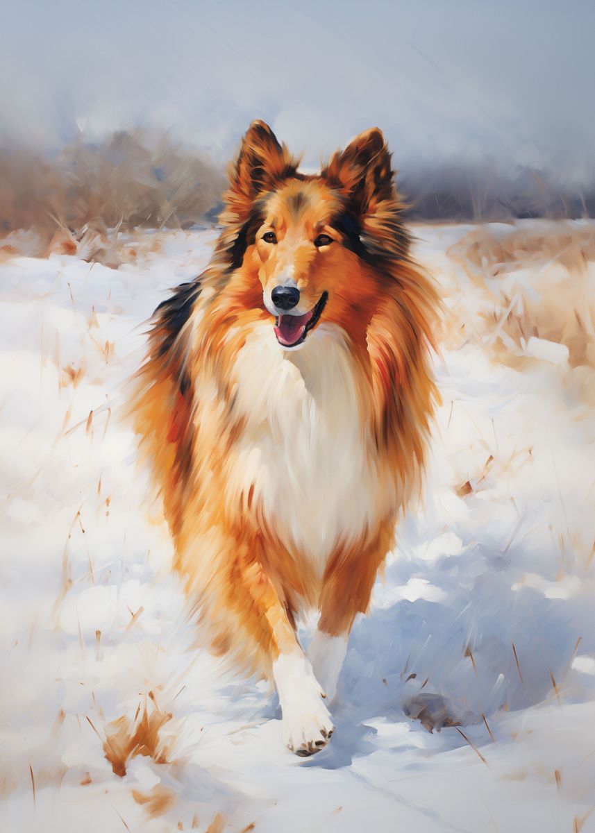 'Collie winter portrait' Poster, picture, metal print, paint by PetsArt ...