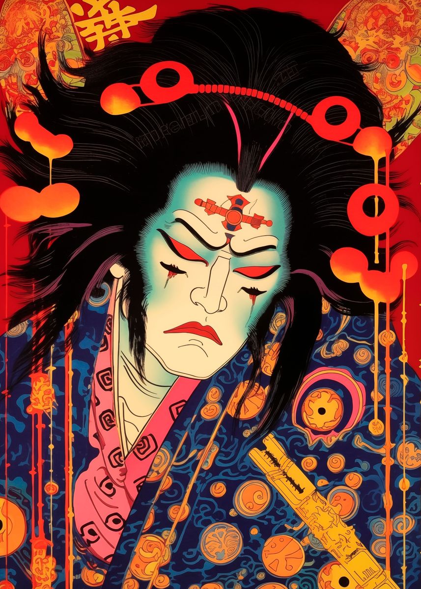'Japanese Kabuki Actor 04' Poster, picture, metal print, paint by TK ...