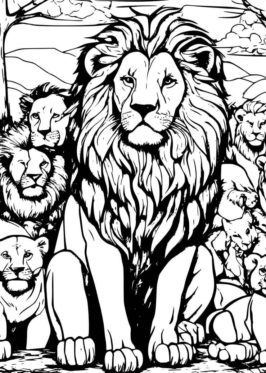 'Lion Pride' Poster, picture, metal print, paint by Theo | Displate