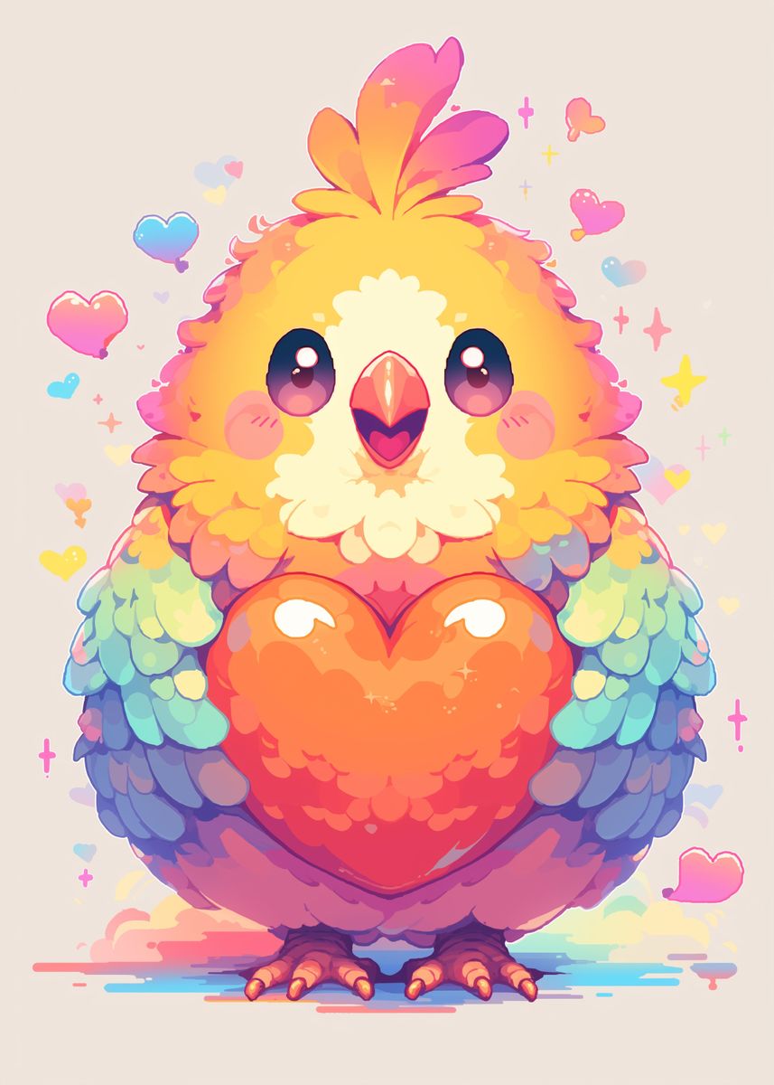 'Cute Pixel Parrot' Poster, picture, metal print, paint by Davia ...