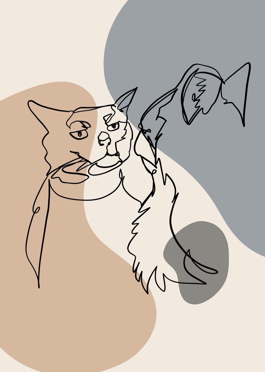 'cat meme one line ' Poster, picture, metal print, paint by Mousely ...