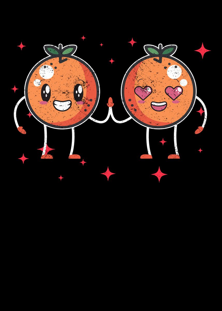 'Cute Orange Couple Hugging' Poster, picture, metal print, paint by ...
