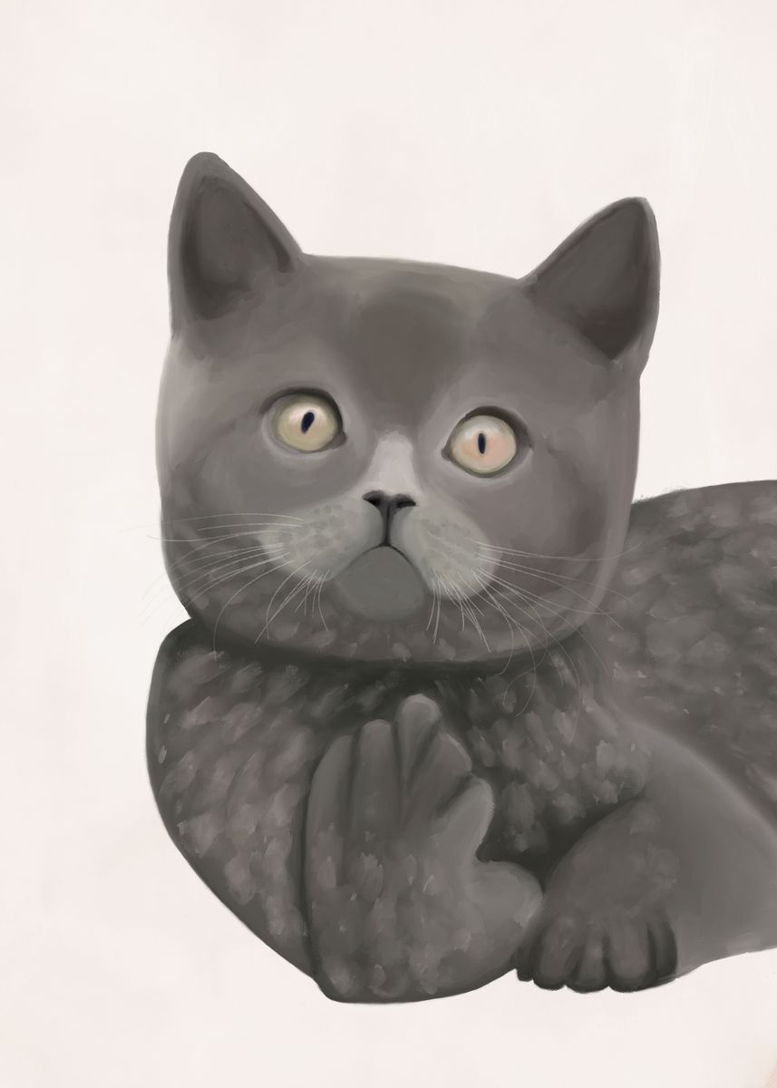 'Cat Middle Finger' Poster, picture, metal print, paint by Mild worlds ...