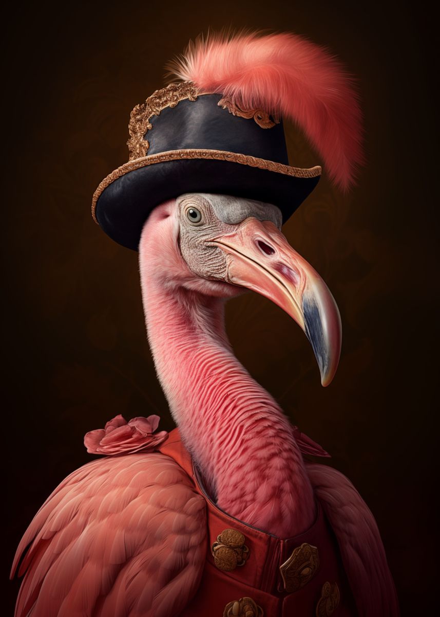 'Pink Renaissance Flamingo' Poster, picture, metal print, paint by ...