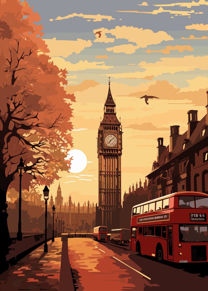 'London City UK' Poster, picture, metal print, paint by SuperNova ...