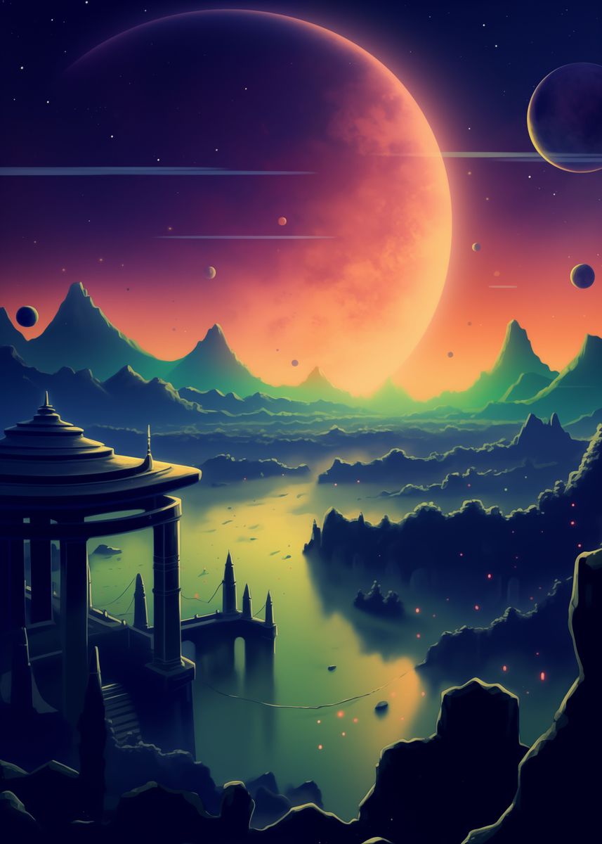 'Fantastic Fantasy World II' Poster, picture, metal print, paint by ...