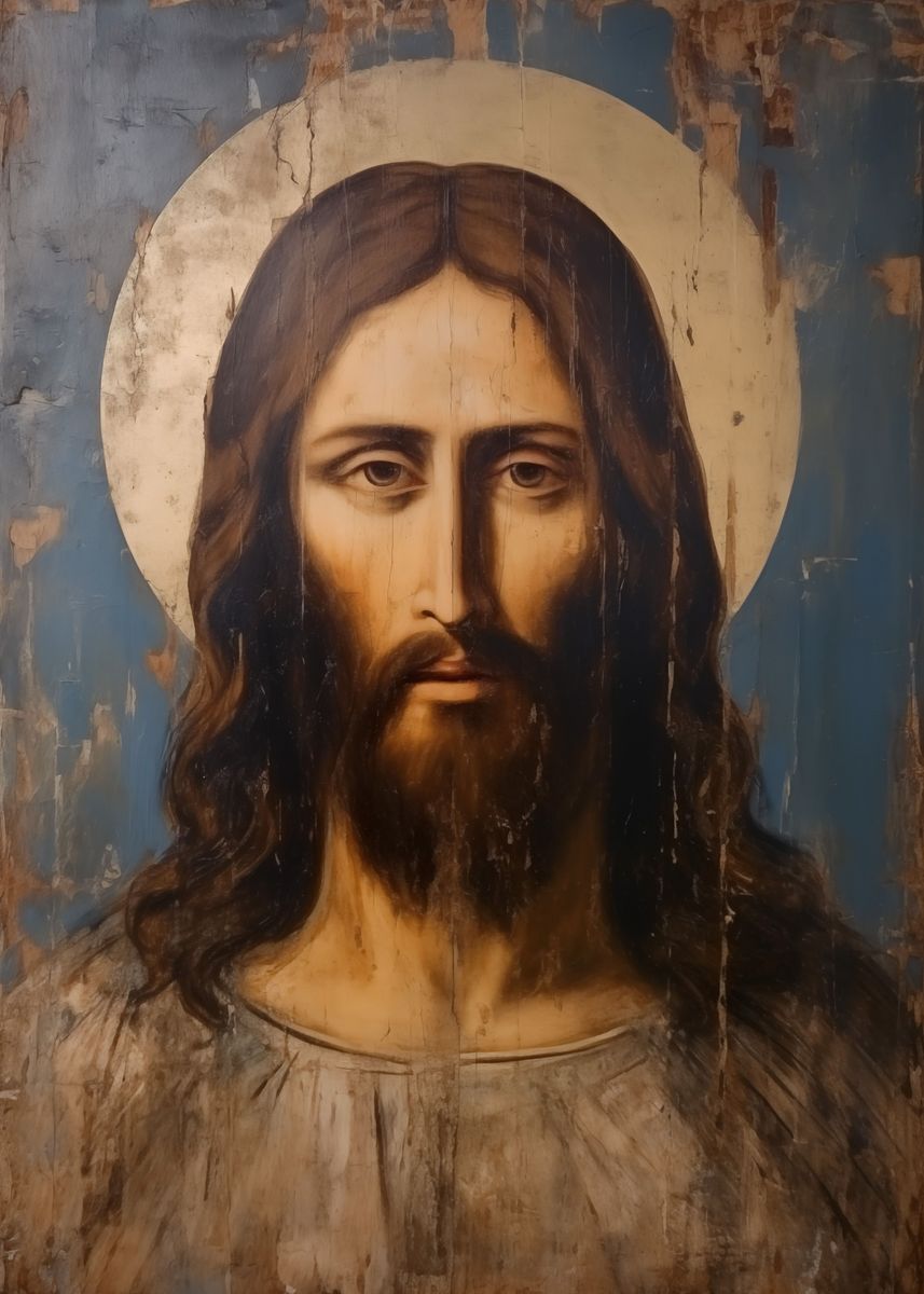 'Vintage Painting of Jesus' Poster, picture, metal print, paint by Vars ...