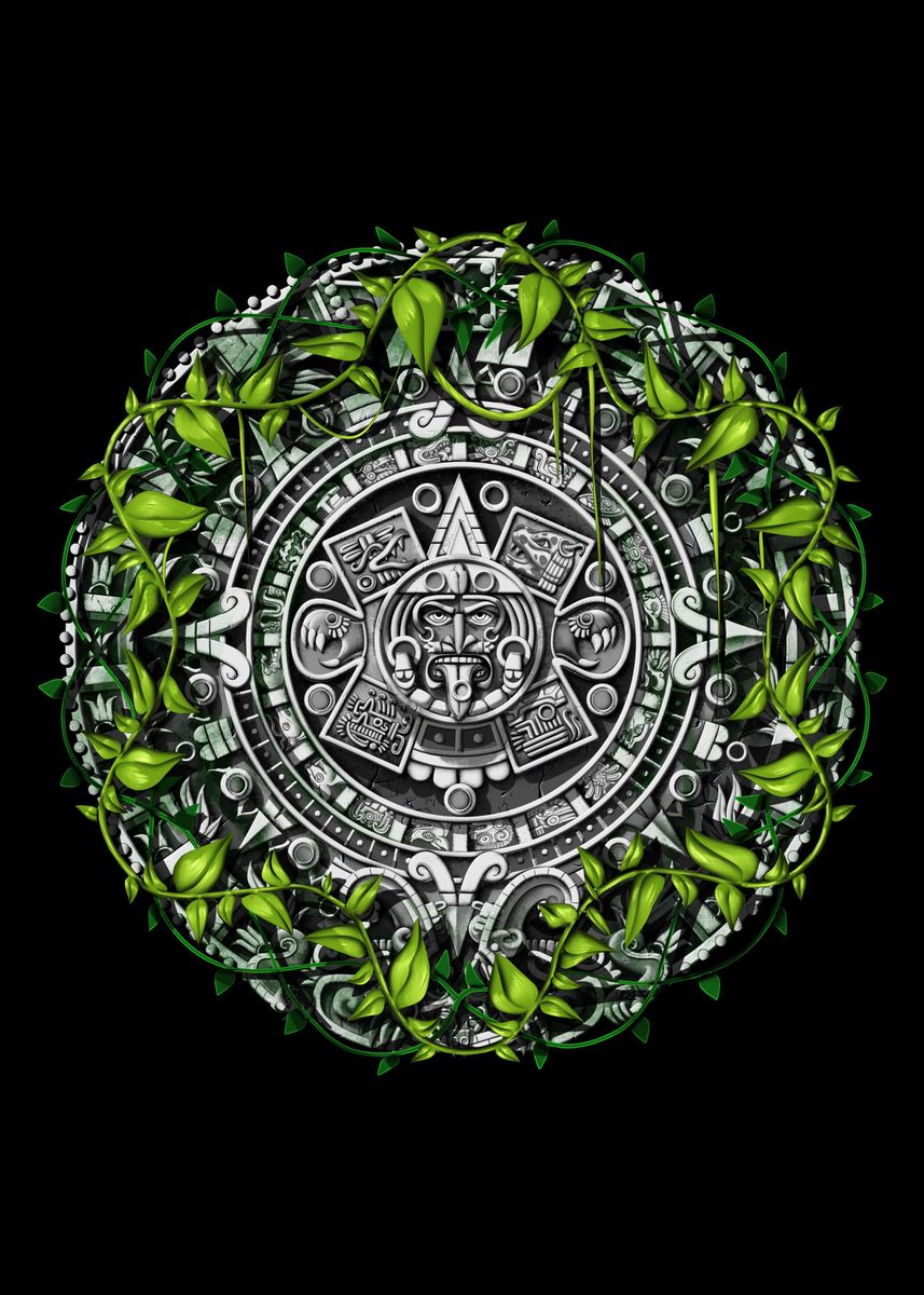 'Aztec Calendar' Poster, picture, metal print, paint by Psychonautica ...