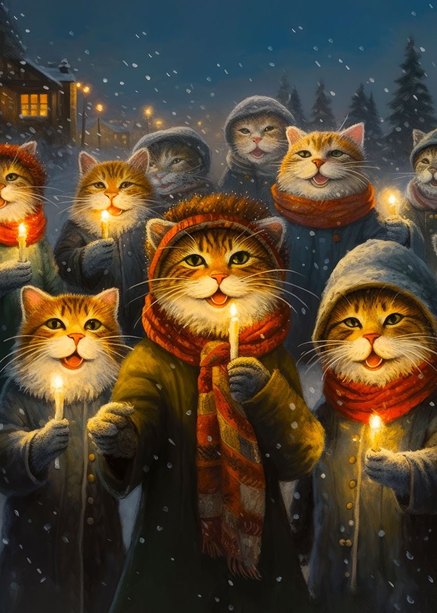 'Christmas Santa Cat' Poster, picture, metal print, paint by Super ...