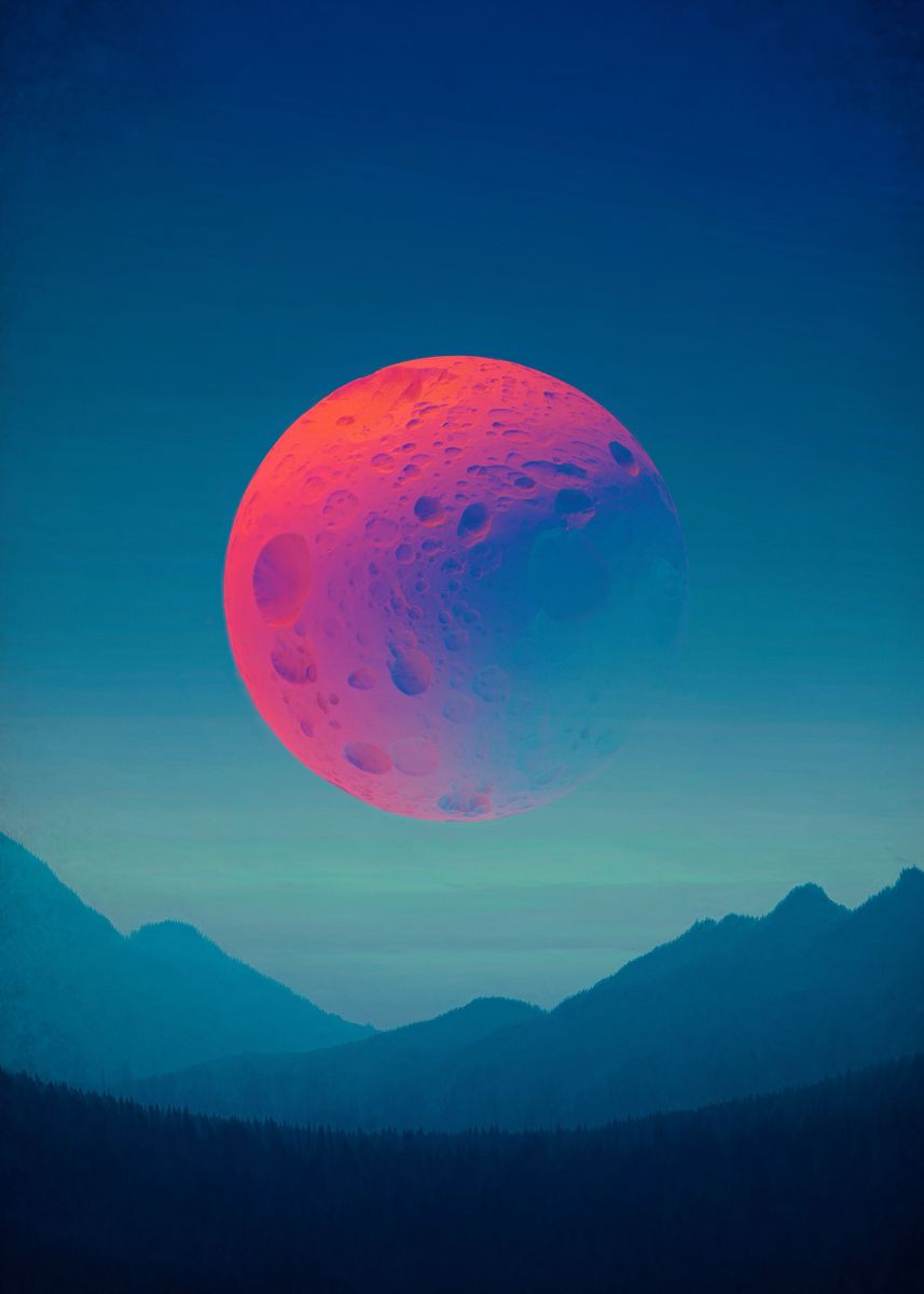 'Phantom Moon' Poster, picture, metal print, paint by Shorsh | Displate