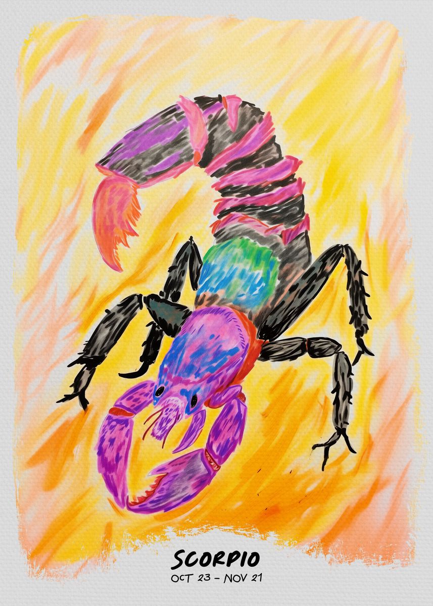 'Scorpio Child Drawing' Poster, picture, metal print, paint by Hatless ...