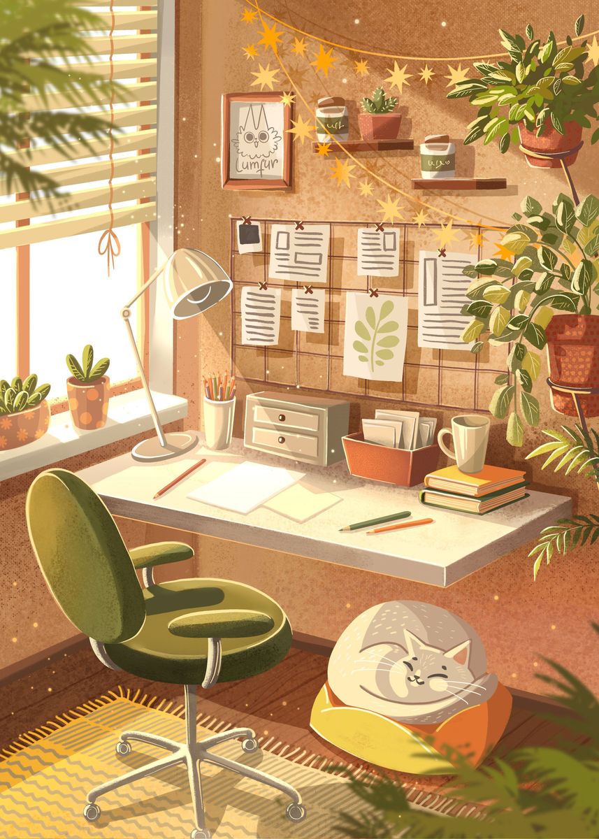 'Workplace' Poster, picture, metal print, paint by Evgenia Lumfur ...