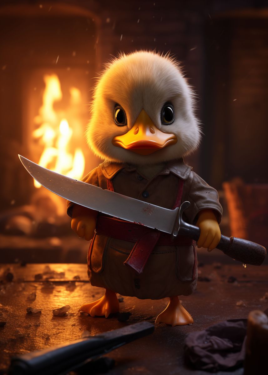 'Cute Baby Duck Knife' Poster, picture, metal print, paint by Zenz ...