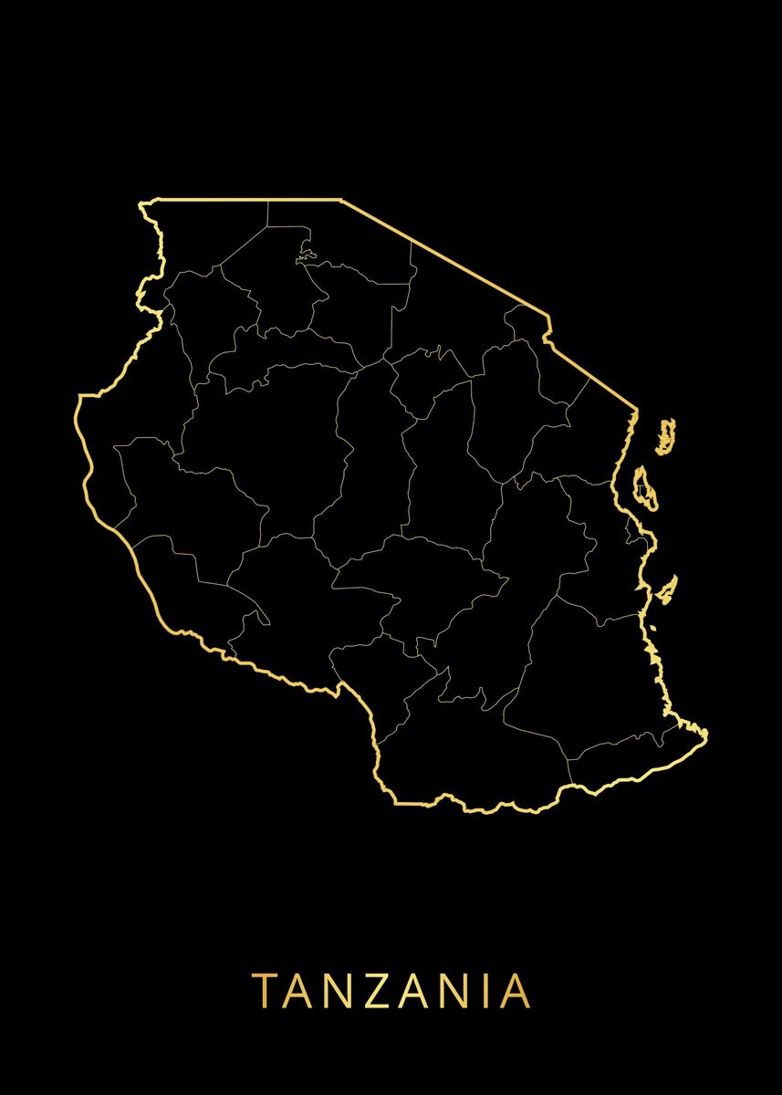 'Tanzania Map' Poster, picture, metal print, paint by Deeo | Displate